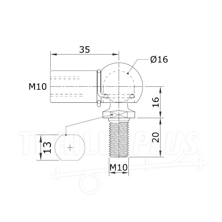 Rótula radial WG35 M10 incl. 35 galvanizado | TrailerPlus